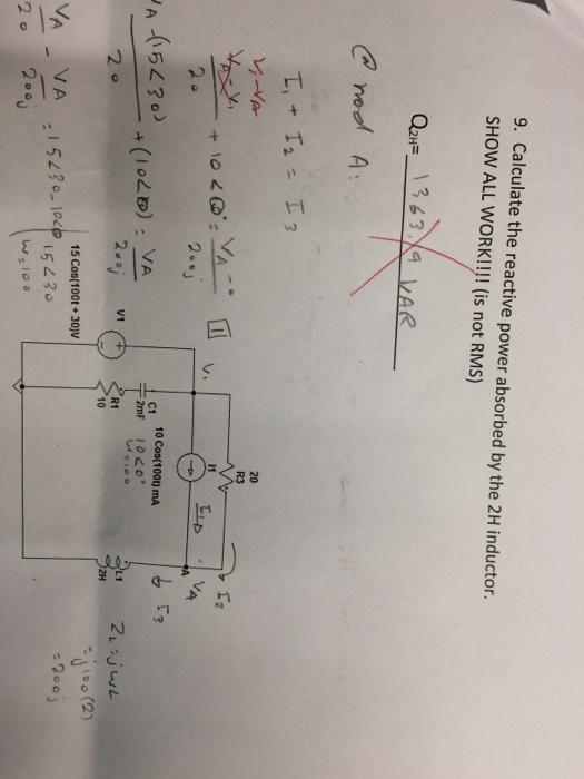 Solved Calculate The Reactive Power Absorbed By The 2h