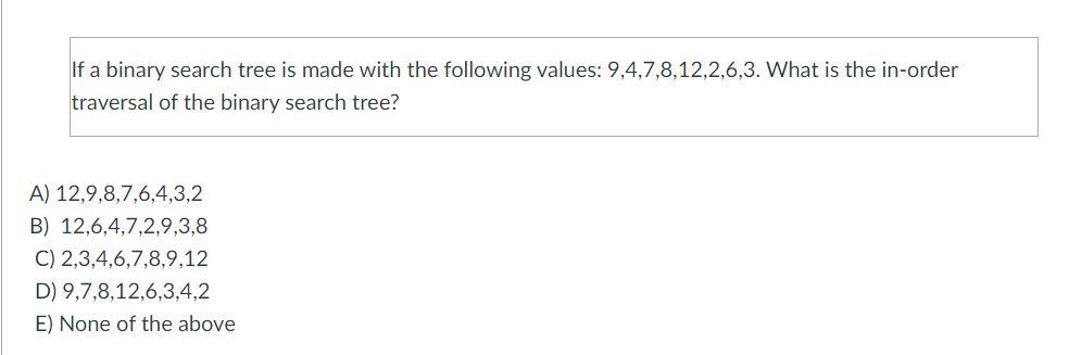 Solved If a binary search tree is made with the following | Chegg.com