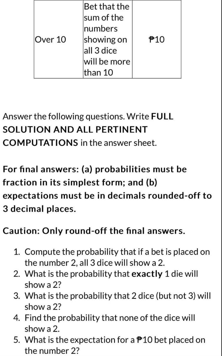 Solved Answer the following questions. Write FULL SOLUTION | Chegg.com