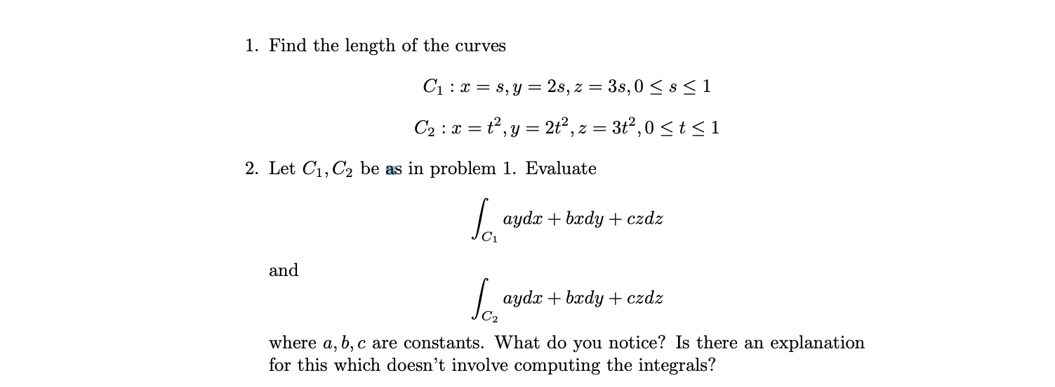 Solved 1. Find the length of the curves | Chegg.com