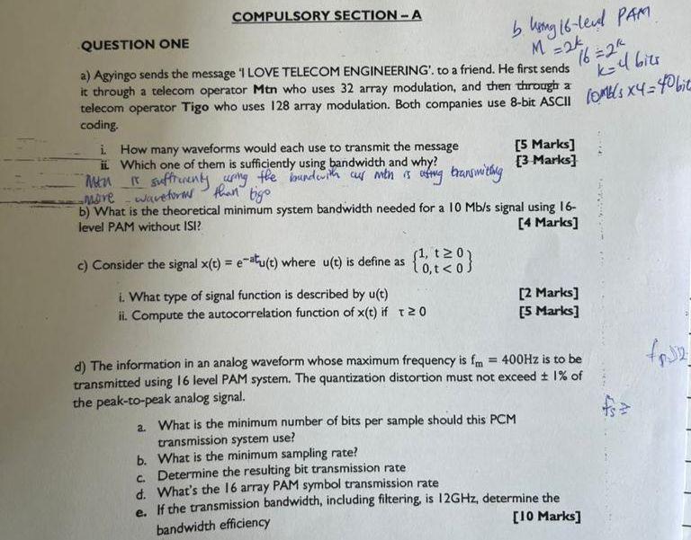 b) What is the theoretical minimum system bandwidth | Chegg.com