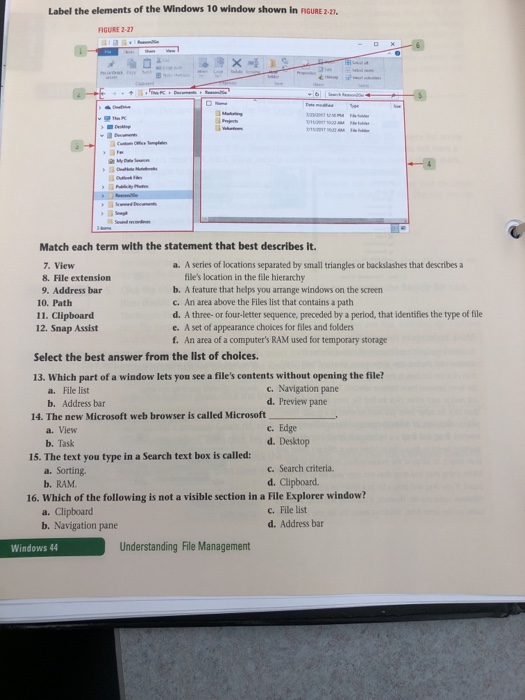 Solved Label the elements of the Windows 10 window shown in | Chegg.com