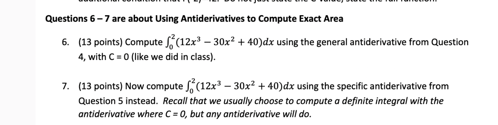 Solved Questions 6-7 ﻿are about Using Antiderivatives to | Chegg.com