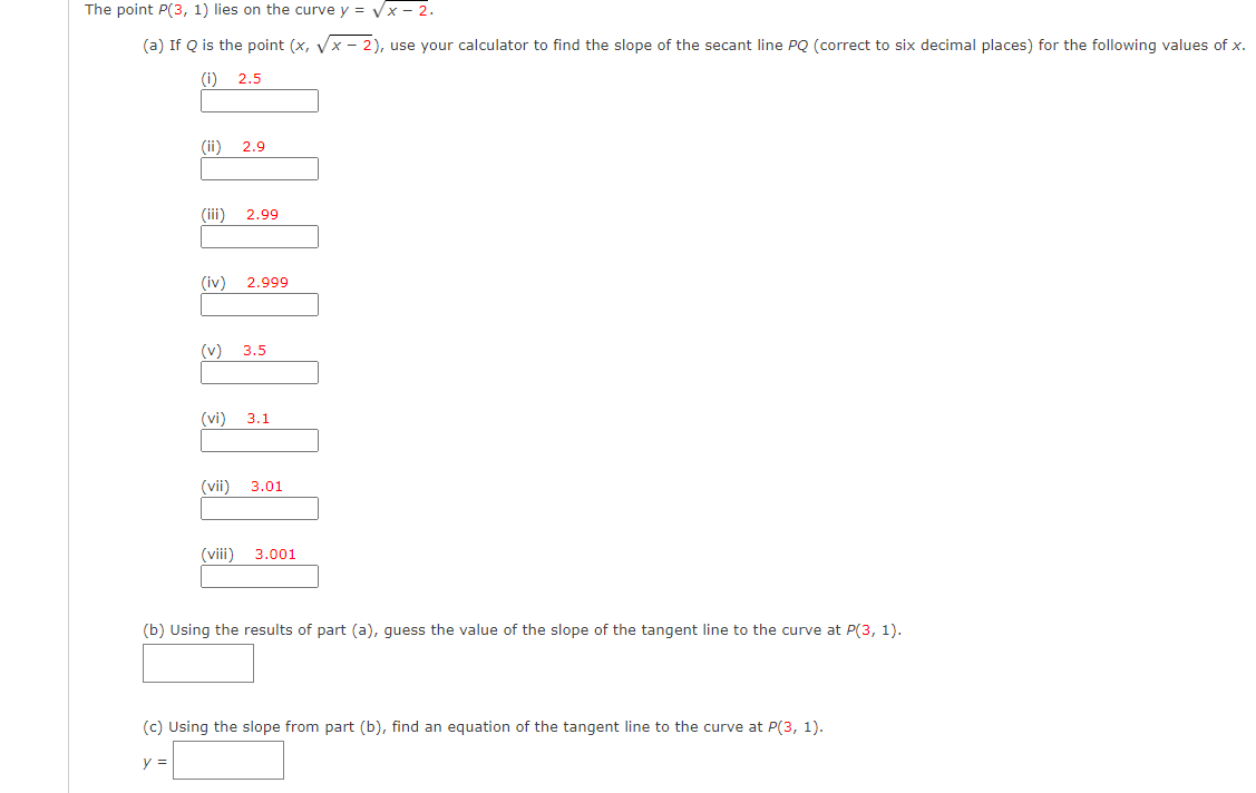 Solved point P(3,1) lies on the curve y=x−2. (a) If Q is the | Chegg.com Solved point P(3,1) lies on the curve y=x−2. (a) If Q is the | Chegg.com