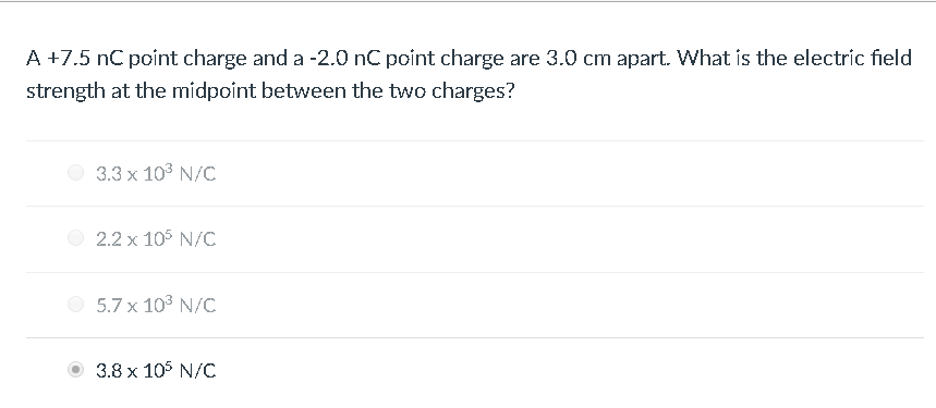 Solved A +7.5 nC point charge and a -2.0 nC point charge are | Chegg.com