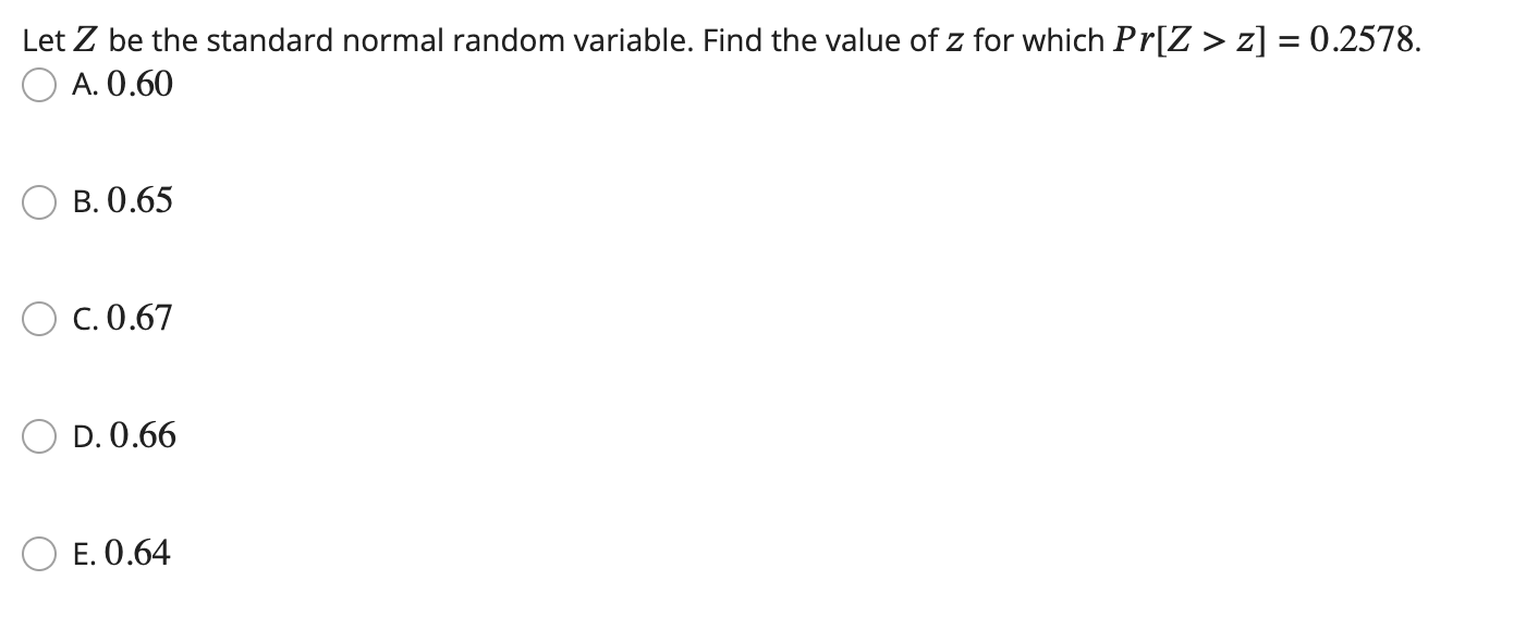 Solved Let Z Be The Standard Normal Random Variable Find 8795