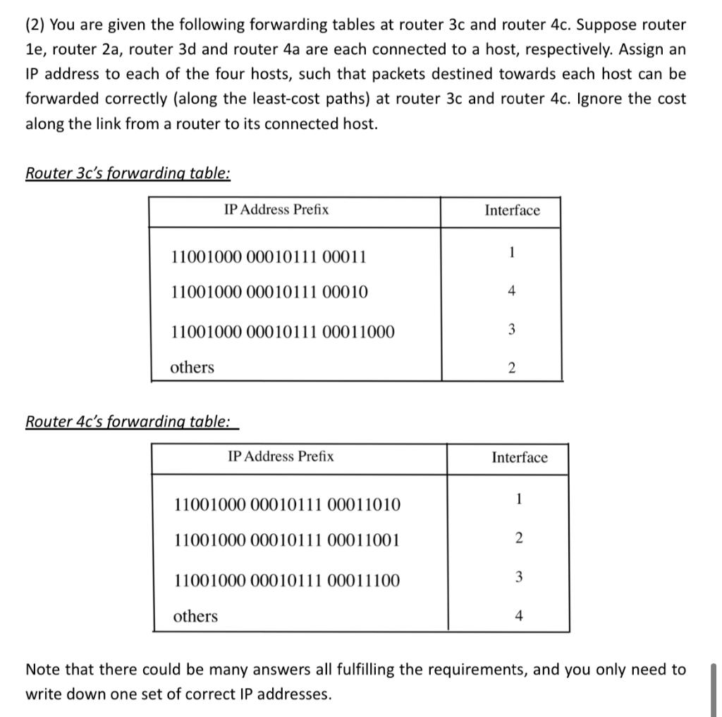 (2) You are given the following forwarding tables | Chegg.com