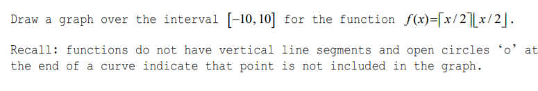 Solved Draw a graph over the interval (-10,10] for the | Chegg.com