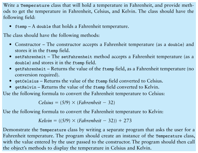 Solved Write a Temperature class that will hold a | Chegg.com
