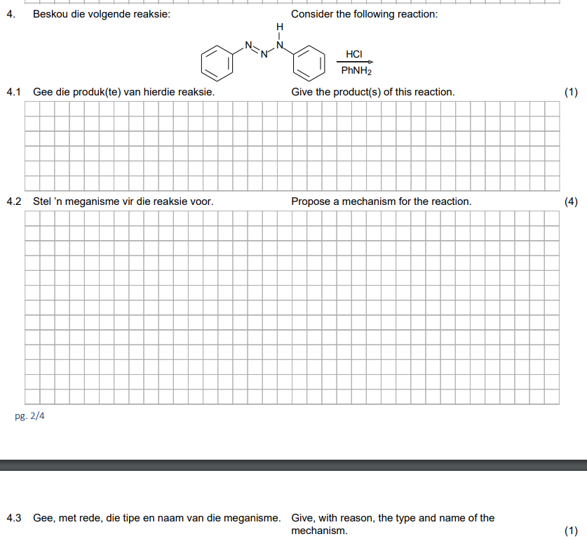 Solved 4. Beskou die volgende reaksie: Consider the | Chegg.com