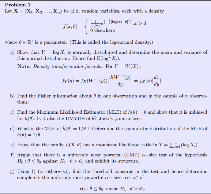 Solved Problem 1 Let X=(X1,X2,…,Xn) be i.i.d. random | Chegg.com