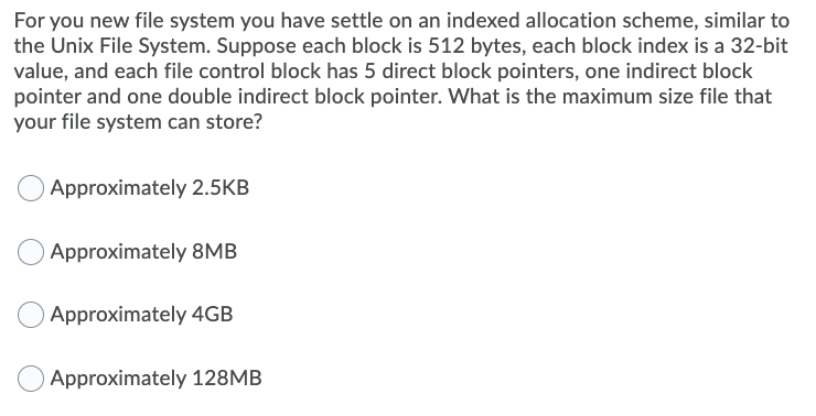 Solved For you new file system you have settle on an indexed | Chegg.com