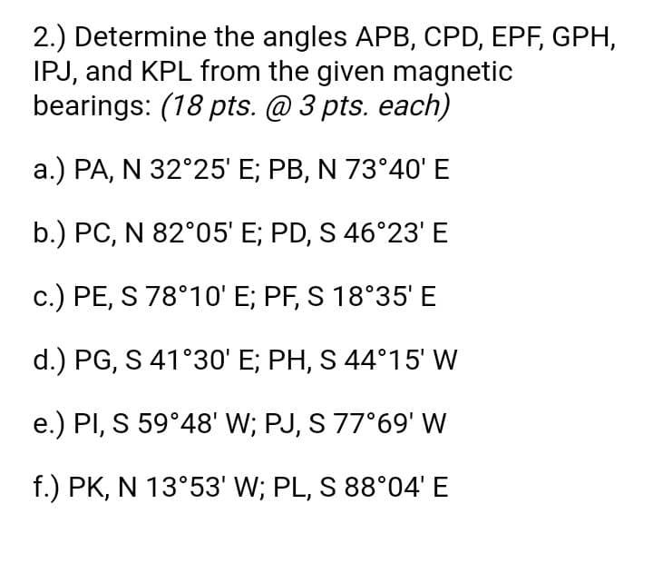 Solved 2.) Determine the angles APB, CPD, EPF, GPH, IPJ, and | Chegg.com