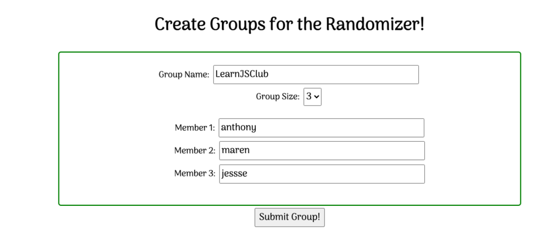 Create Groups for the Randomizer! Group Name: Learn | Chegg.com