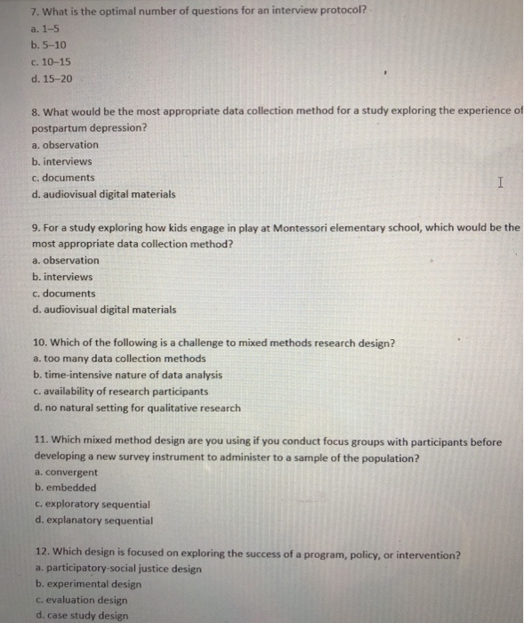 Solved 7. What is the optimal number of questions for an | Chegg.com