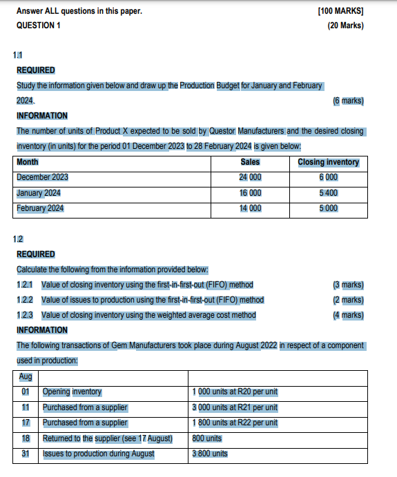 Solved Answer ALL questions in this paper. QUESTION 1 | Chegg.com Solved Answer ALL questions in this paper. QUESTION 1 | Chegg.com
