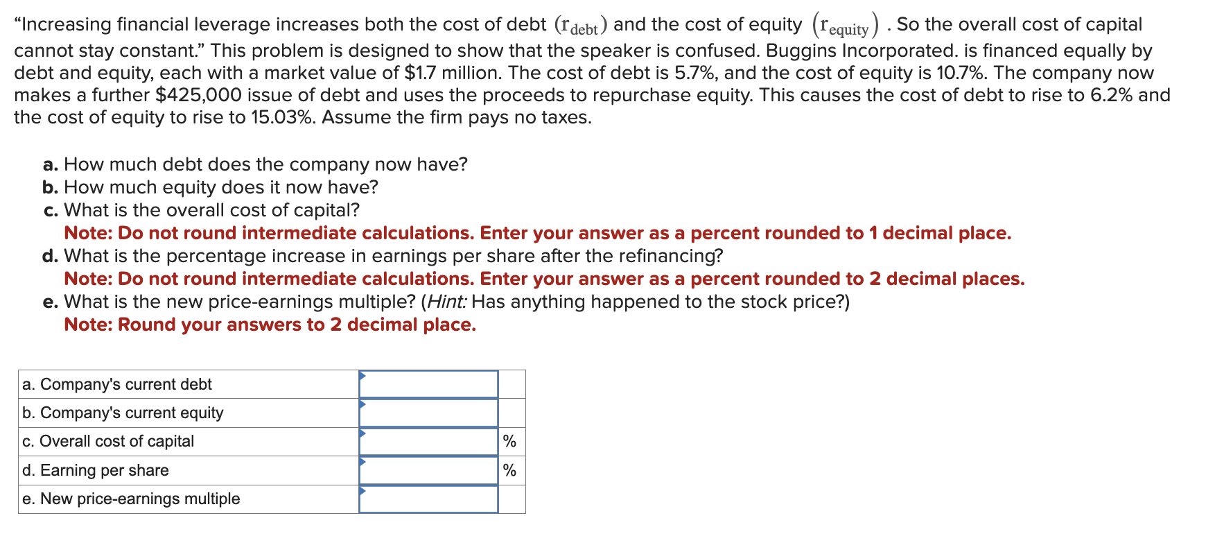 Solved "Increasing financial leverage increases both the | Chegg.com