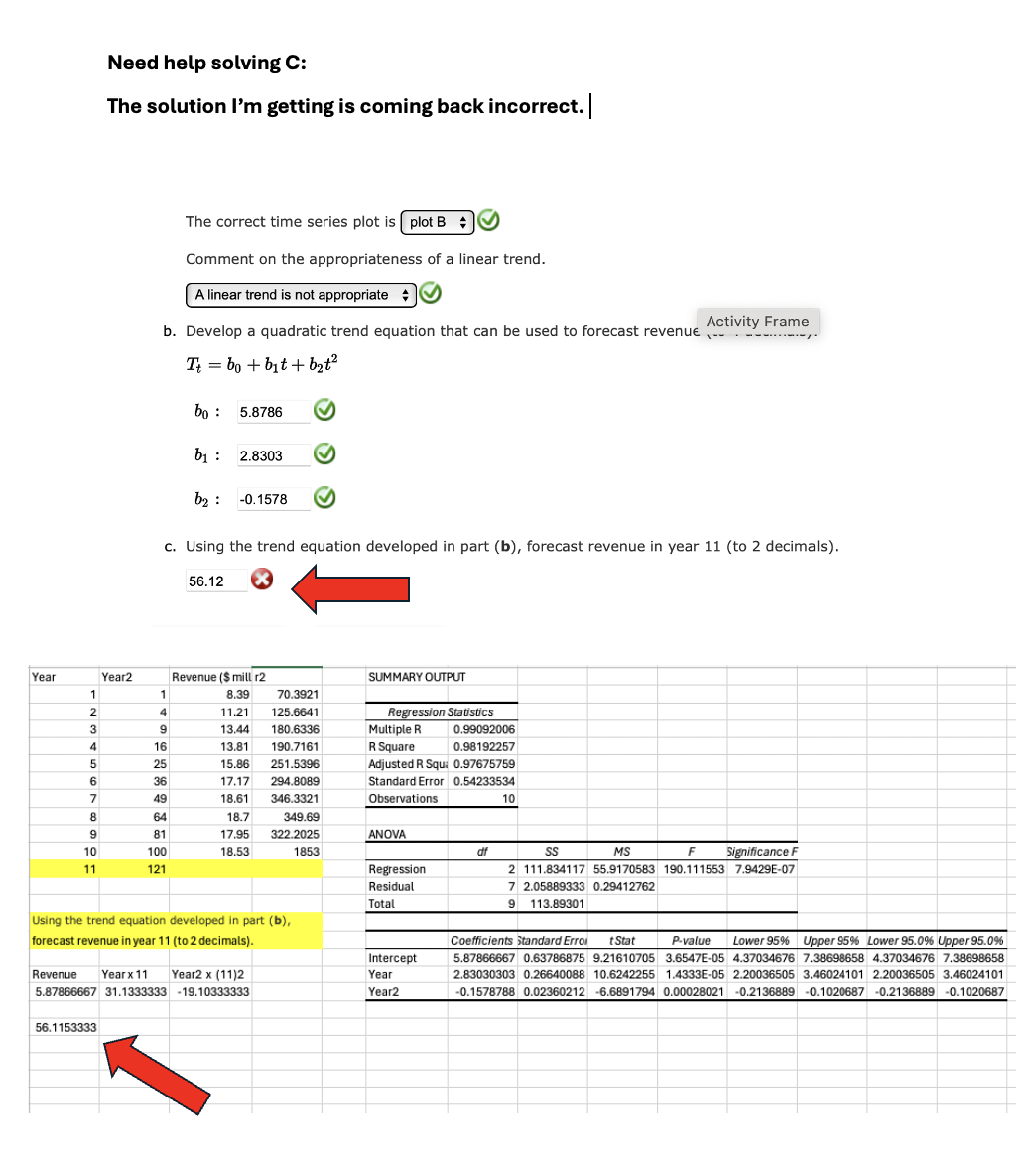 Solved I need help solving C ﻿:The solution I'm getting is | Chegg.com