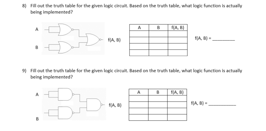 Solved 8) Fill out the truth table for the given logic | Chegg.com