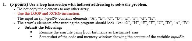 Solved 1. (5 points) Use a loop instruction with indirect | Chegg.com