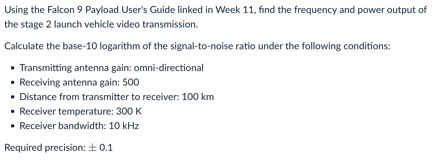Using the Falcon 9 Payload User's Guide linked in | Chegg.com