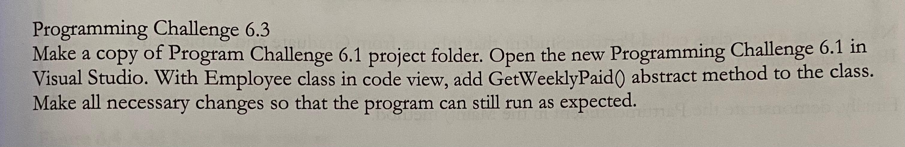 Solved Chapter 6: C# Inheritance and Agile Metrics 163 | Chegg.com