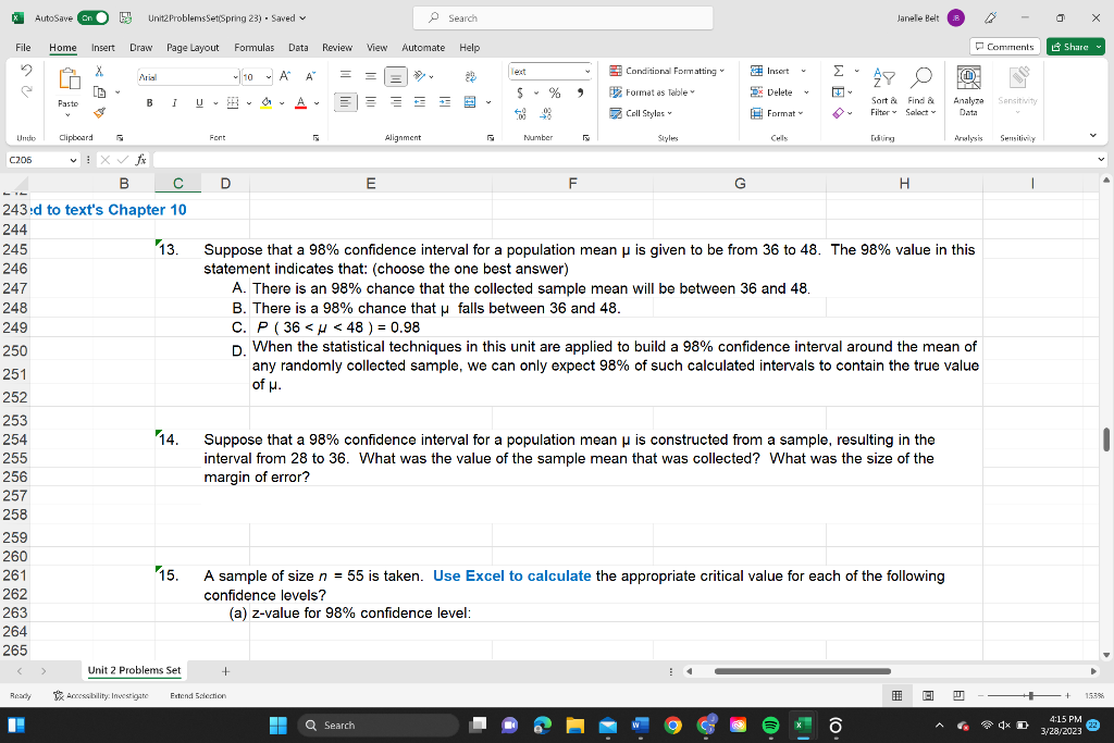 Solved 13. Suppose that a 98% confidence interval for a | Chegg.com