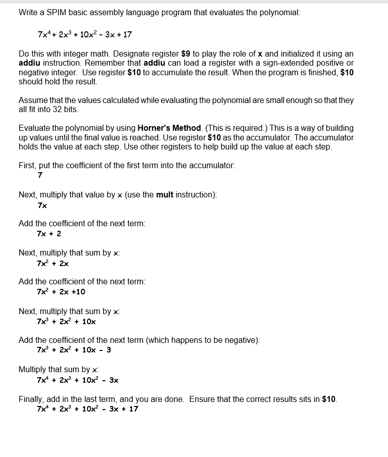 Write a SPIM basic assembly language program that | Chegg.com