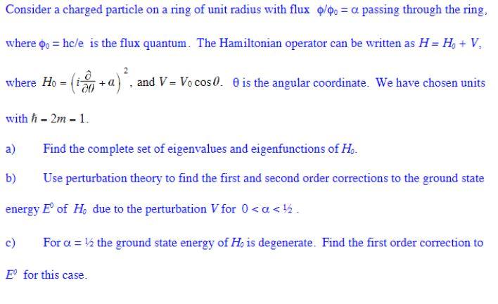 Solved Consider a charged particle on a ring of unit radius | Chegg.com