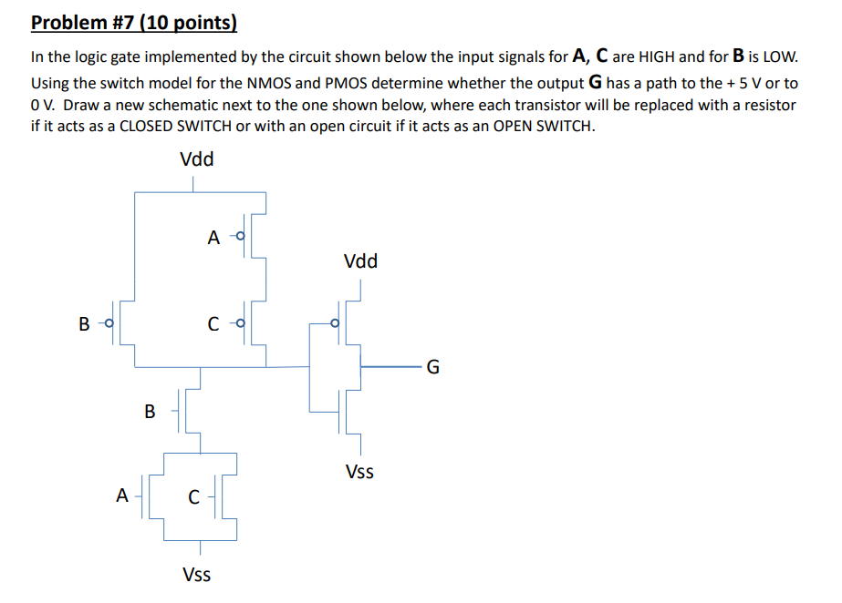 Solved Problem #7 (10 points) In the logic gate implemented | Chegg.com