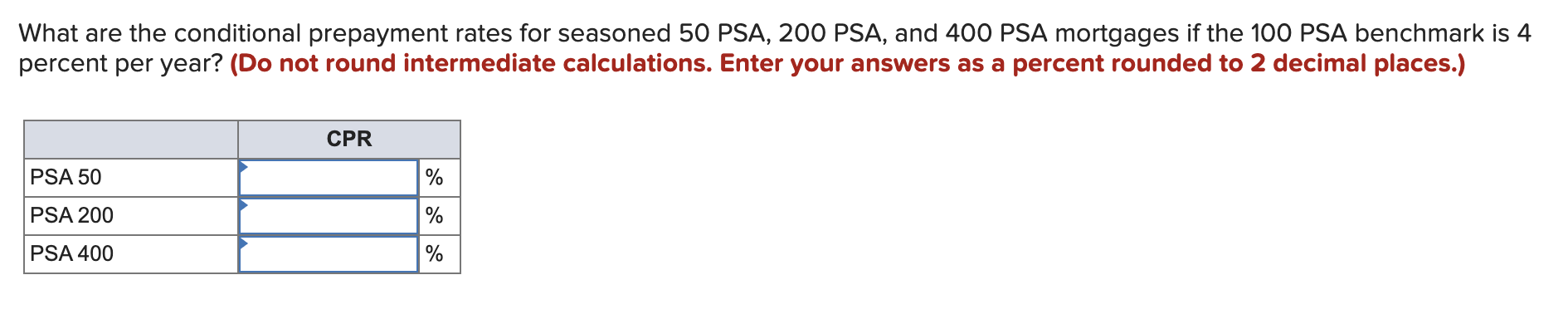 What are the conditional prepayment rates for | Chegg.com