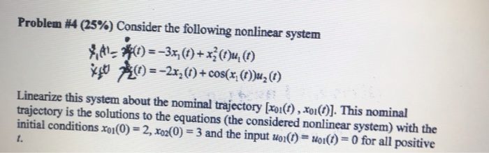 Solved Problem #4 (25%) Consider the following nonlinear | Chegg.com