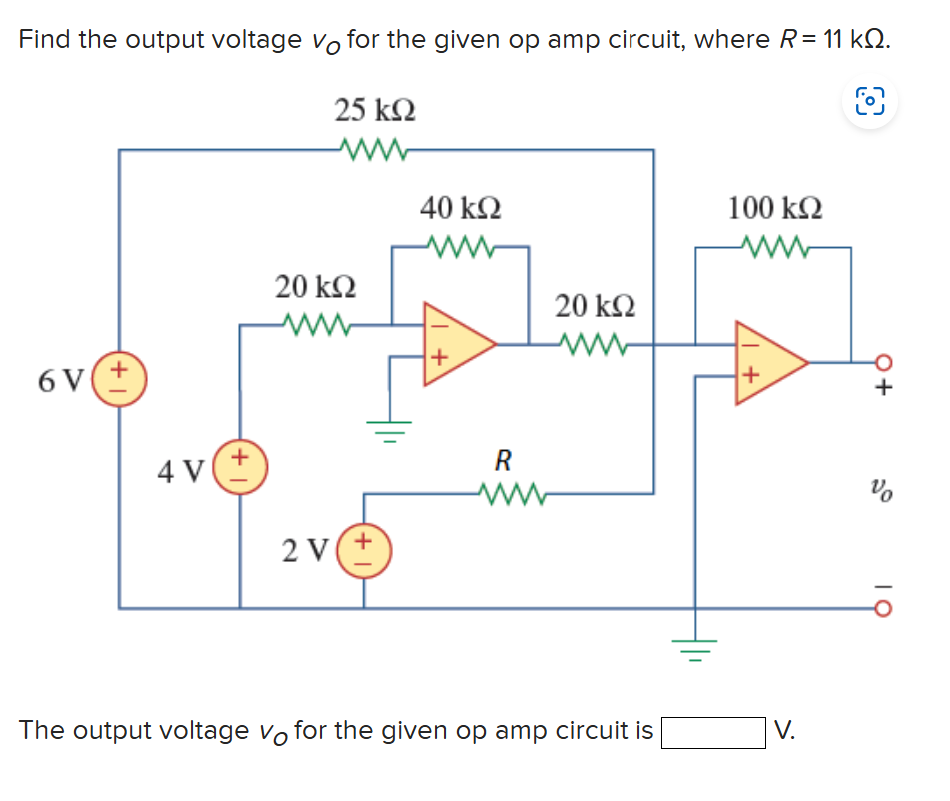 Solved Find the output voltage vO ﻿for the given op ﻿amp | Chegg.com