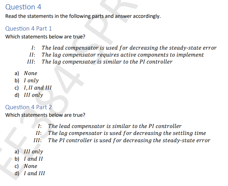 Solved Read the statements in the following parts and answer | Chegg.com