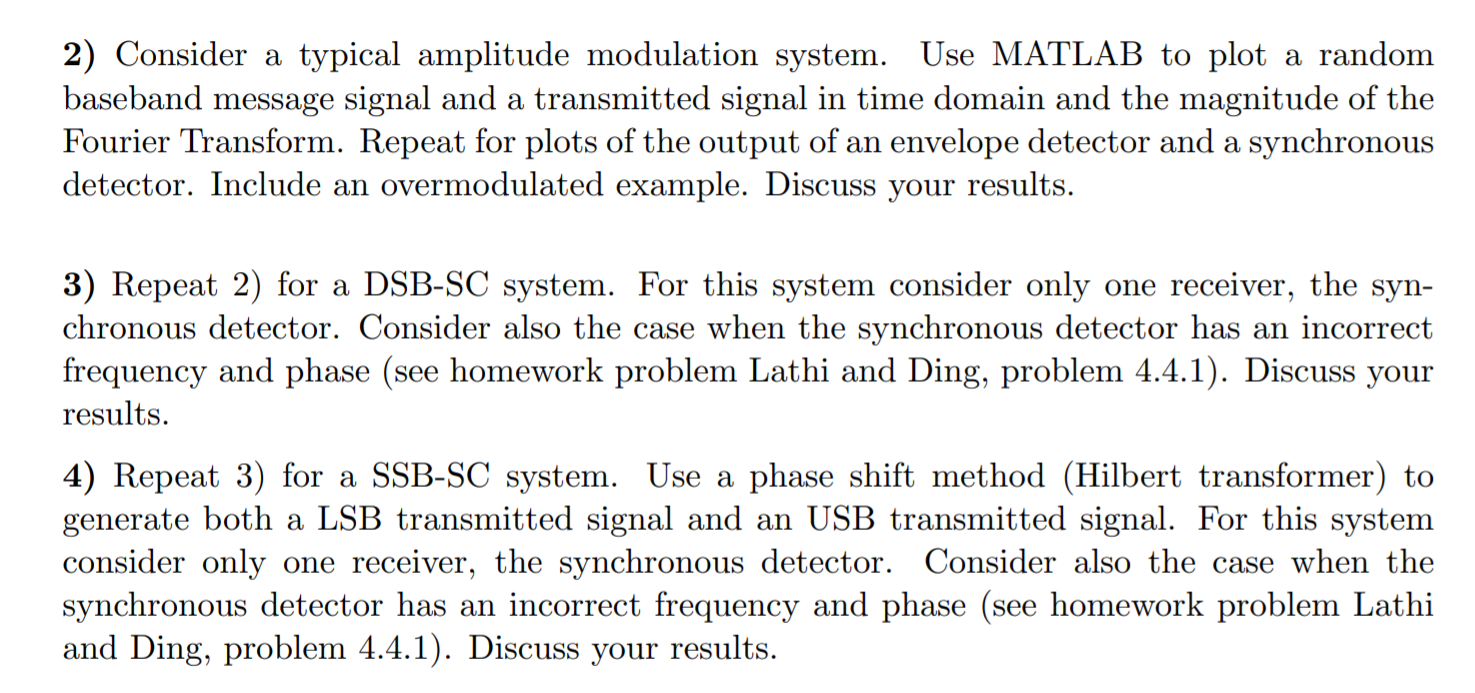 Solved 2 Consider A Typical Amplitude Modulation System