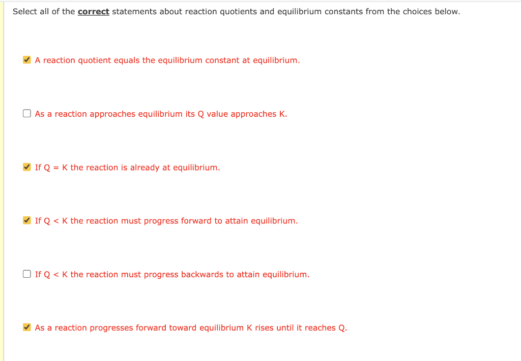 Solved Select all of the correct statements about reaction | Chegg.com