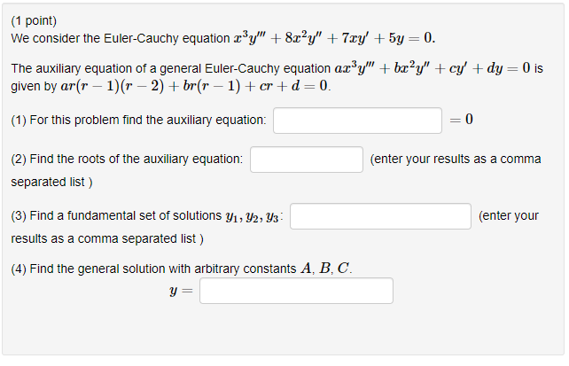 Solved We consider the Euler-Cauchy equation | Chegg.com
