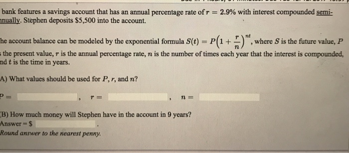 Solved bank features a savings account that has an annual | Chegg.com