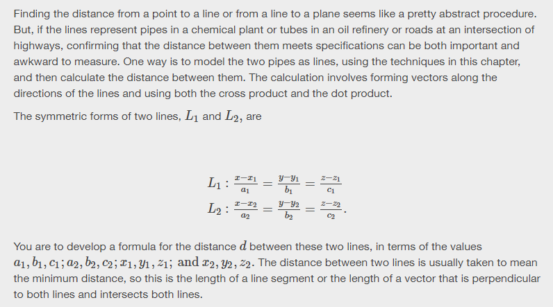 Solved Finding the distance from a point to a line or from a | Chegg.com