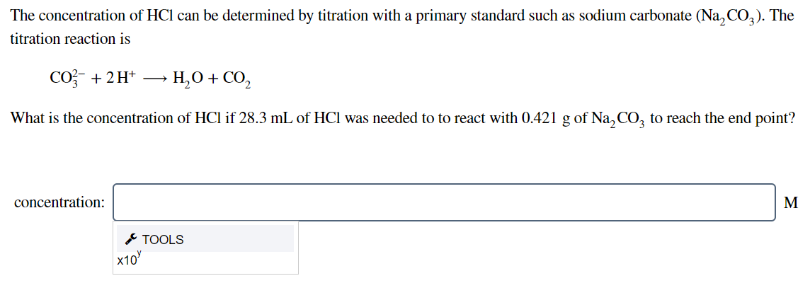Solved The concentration of HCl can be determined by | Chegg.com