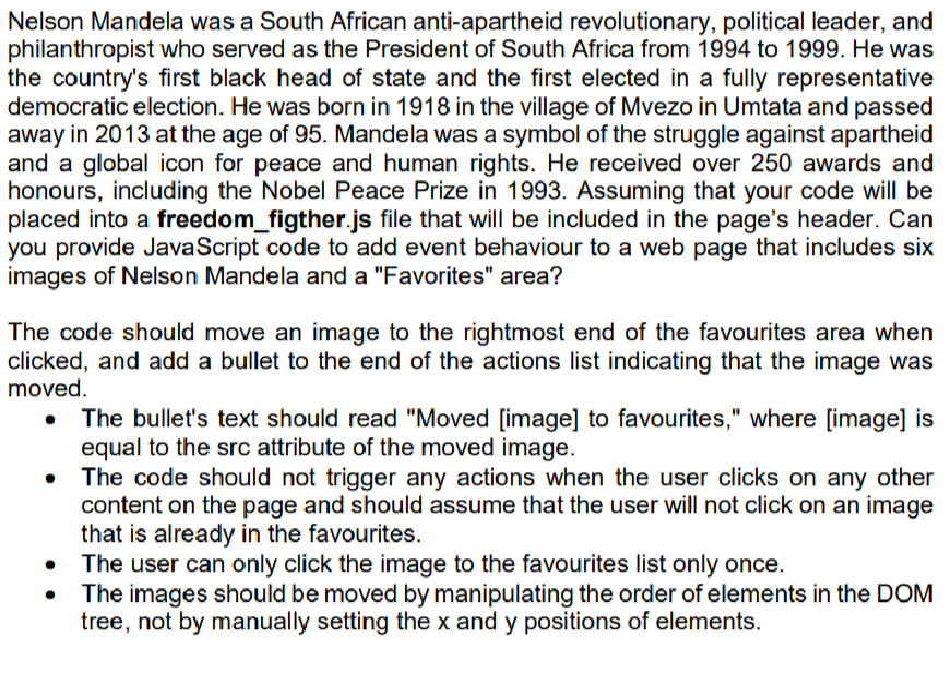 Solved Nelson Mandela was a South African anti-apartheid | Chegg.com