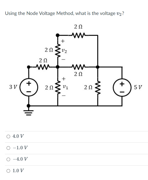 Solved Using the Node Voltage Method, what is the voltage v2 | Chegg.com
