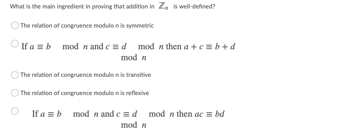 Solved What is the main ingredient in proving that addition | Chegg.com