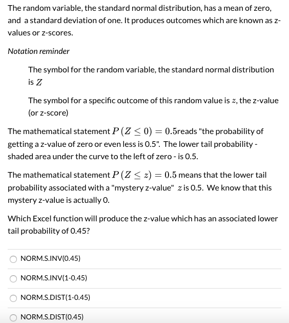 Solved: The Random Variable, The Standard Normal Distribut... | Chegg.com