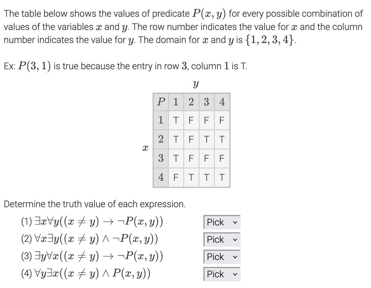 Solved Determine questions 1- 4 as T or F. Refer to table. | Chegg.com