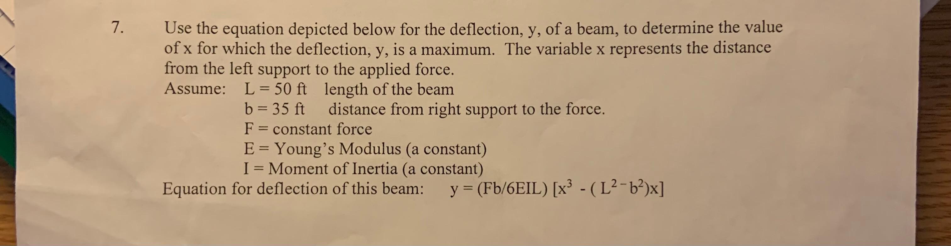 Solved a 7. Use the equation depicted below for the | Chegg.com