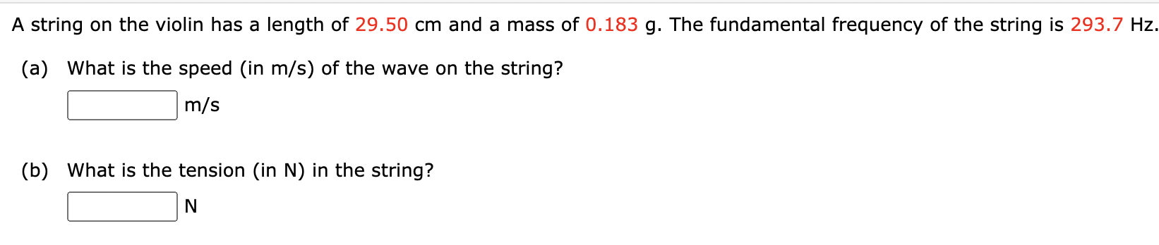 Solved A string on the violin has a length of 29.50 cm and a | Chegg.com