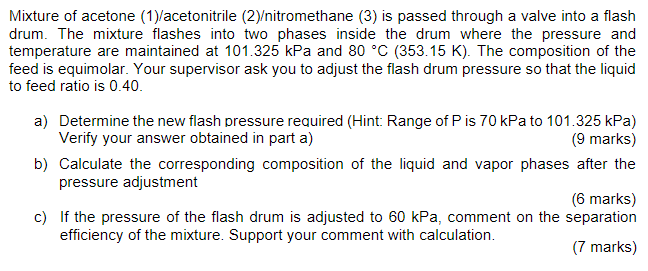 Solved Mixture of acetone (1)/acetonitrile (2)/nitromethane | Chegg.com