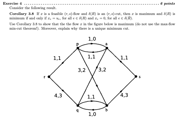 Solved Corollary 3.8 If x is a feasible (r,s)-flow and δ(R) | Chegg.com