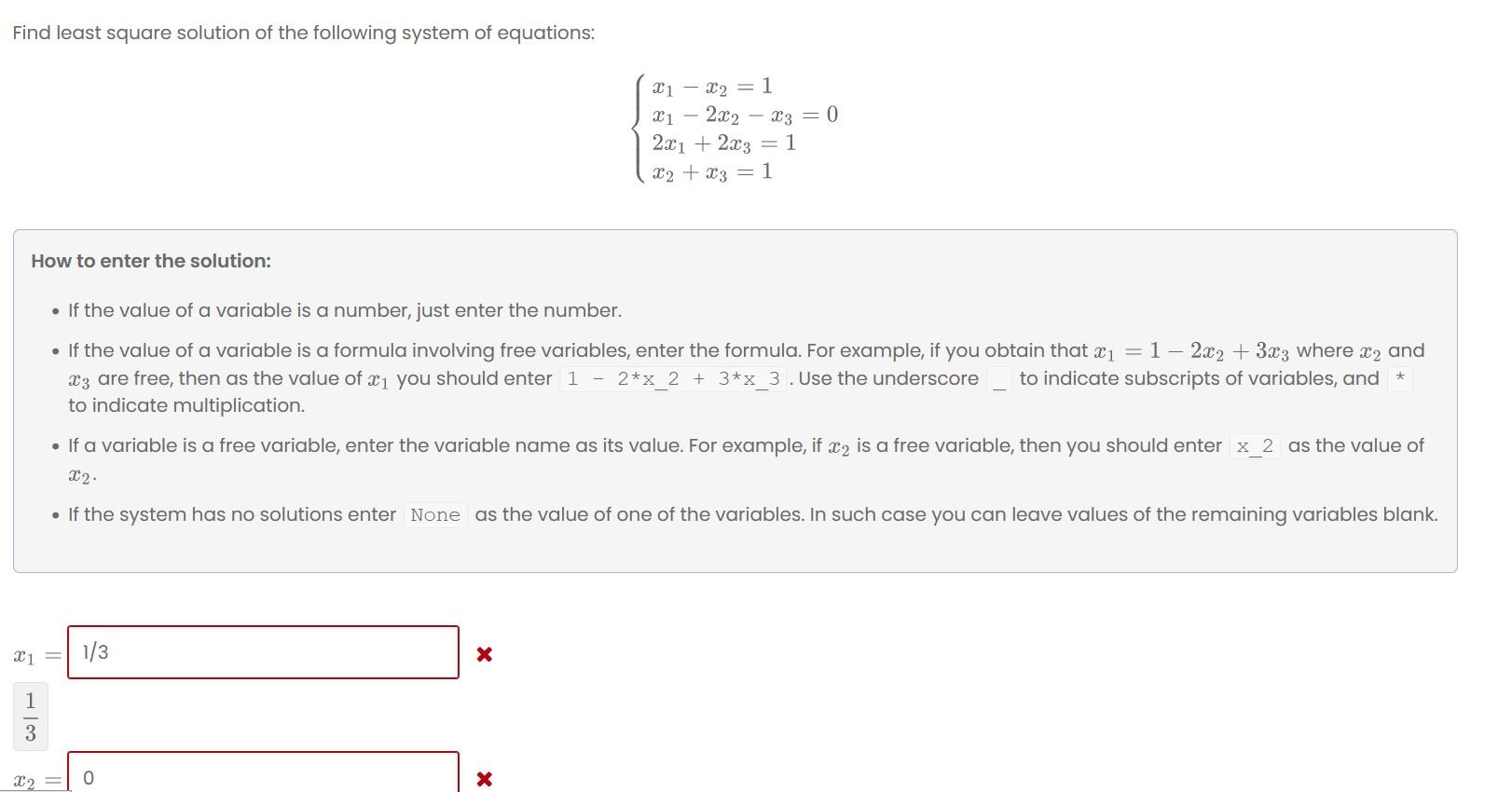 Solved Find least square solution of the following system of | Chegg.com